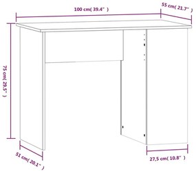 Petromila Psací stůl černý 100 x 55 x 75 cm kompozitní dřevo