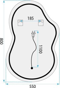 Tutumi Zrcadlo 80x55 cm s vyhříváním a regulovatelným LED osvětlením HOM-01516