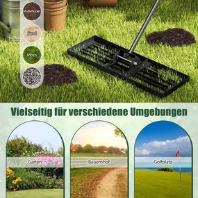 Costway Kovové hrábě na vyrovnávání trávníku s ergonomickou rukojetí pro hrábě