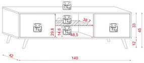 TV stolek Sweden 140 cm černý mat/černý lesk