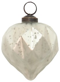 Stříbrná antik skleněná vánoční ozdoba - Ø 7*7 cm