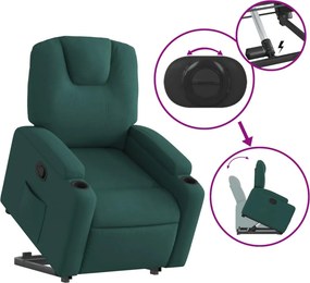 Zvedací polohovací křeslo tmavě zelené textil 3204374