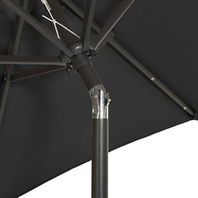 Zahradní slunečník s LED osvětlením černý 200 x 211 cm hliník 313563