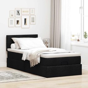 Osmanský postel s matrací černá 100x200 cm textil 3311437