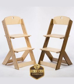 Lucas Wood Style - rostoucí židle OMEGA III zvýhodněný set 2 ks - přírodní +  kaštan