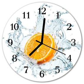 Nástenné skleněné hodiny Oranžová voda
