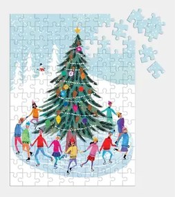 GALISON Puzzle Bruslení kolem vánočního stromu / 130 dílků