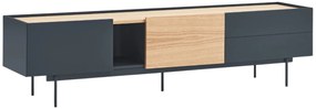 OnaDnes -20% Antracitově šedý dubový TV stolek Teulat Otto 180 x 40 cm