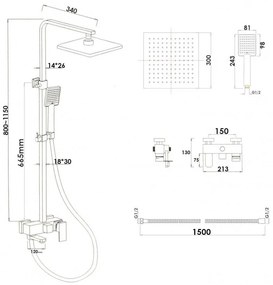 Sprchová souprava KABE s výtokem do vany - chromová - hlavice 30x30 cm