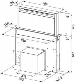 Franke Downdraft FDW 908 IB XS Odsavač par, černá/nerez 110.0365.588