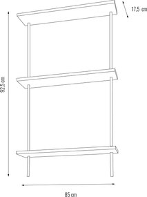 Nástěnný regál DECO s 3 policemi, 92,5x85x17,5 cm
