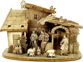 AMADEA Dřevěný skládací betlém sépiový 3D 6 cm