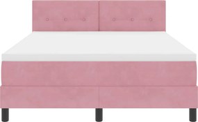 Postel s boxspringem s čelo Růžová 160 x 200 cm samet 3339187