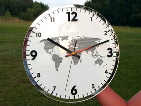 M.Clock Nástěnné akrylové 3D hodiny 30x30cm mapa světa