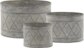 Sada 3ks zinkových květináčů se vzorem Zinc Antique – 18*13*12/ 15*11*10/ 12*9*9 cm