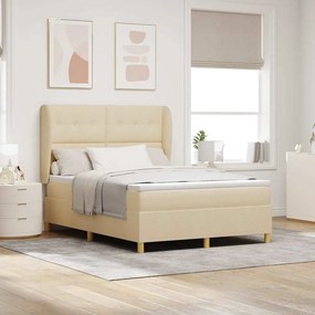 Postel s boxspringem s čelo Krémová 190 x 140 cm textil 3340751