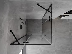 Mexen Mist-H Duo, 2-křídlý ​​výklopný sprchový kout 100 x 100 cm, čiré sklo, černý profil, 8A5-100L-100P-70-00