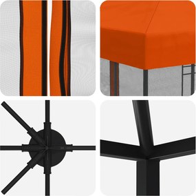 Altán s bočními stěnami 6 x 3 m Oranžová Polyester a ocel 3376002