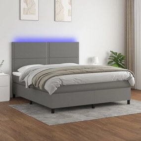 Box spring postel s matrací a LED tmavě šedá 180x200 cm textil 3134814