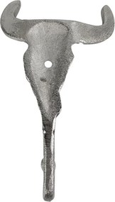 Stříbrný nástěnný háček lebka býka - 9*3,5*16,5cm