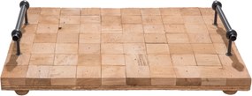 Dřevěný podnos s kovovými rukojet'mi - 40*28*8 cm