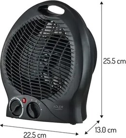Adler AD 7761 černá / Teplovzdušný ventilátor / 2000 W / 2 stupně