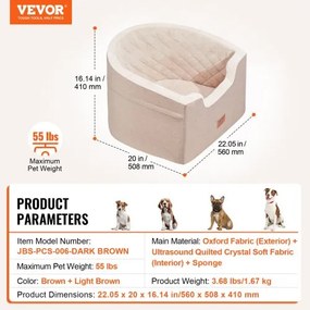 Autosedačka Dog Booster Autosedačka pro malé a střední psy do 24,9 kg Hnědá