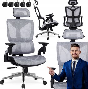 Kancelářská otočná židle Ergonomická židle K Psacímu Stolu Šedá Martin