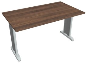 Stůl jednací rovný 140 cm - Hobis Flex FJ 1400 Dekor stolové desky: ořech, Barva nohou: Stříbrná