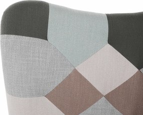 Houpací křeslo, zelená-bílá patchwork/bílá/buk, GERON