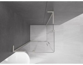 Mexen Velar L Duo, sprchový kout s posuvnými dveřmi 100 x 100 cm, 8mm čiré sklo, broušená ocel, 871-100-100-02-03-97