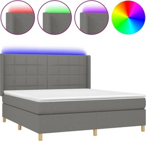 Box spring postel s matrací a LED tmavě šedá 180x200 cm textil 3138894