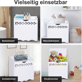 HOMCOM Dřevěný Koupelnový Skříňka, Úložná Skříň pro Ložnici, Obývací Pokoj, 55L x 34Š x 58V cm, Bílá