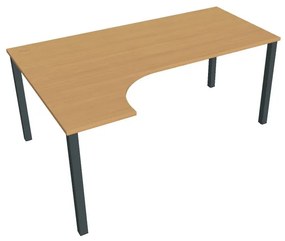 Stůl ergo oblouk pravý 180×120/80 cm - Hobis Uni UE 1800 P Dekor stolové desky: buk, Barva nohou: černá