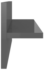 Nástěnné police 2 ks šedé s vysokým leskem 40 x 11,5 x 18 cm - Default Title