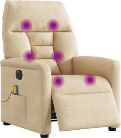 Elektrické masážní polohovací křeslo krémové mikrovlákno 3303084