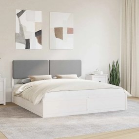 Rám postele s čalouněným čelem s čelo Světle šedá 200 x 200 cm 3398143