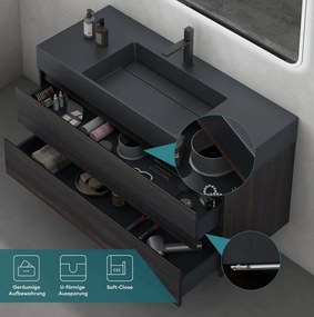 Design LED luxusní koupelnová skříňka s umyvadlem DOPORRO DEEP - 120cm Barva: eiche