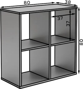 ADRK Furniture Regál Lenti 2x2 BS-LEN-2X2-G