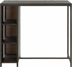 Barový stolek s úložným regálem hnědý 120x60x110 cm polyratan 313475