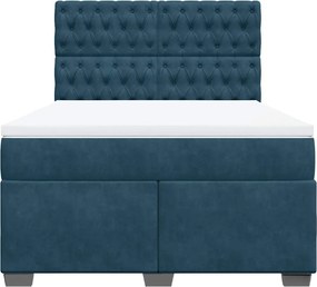Box spring postel s matrací modrá 160 x 200 cm samet 3293264