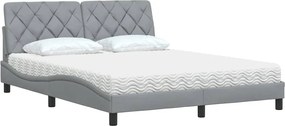 Postel s matrací světle šedá 160 x 200 cm textil 3310748