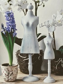 Bílá antik dřevěná dekorace figurína Mannequin - 13*11*51 cm