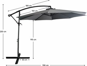 Zahradní slunečník, šedá, 3 m, SAMIO NEW