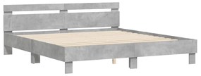 vidaXL Rám postele s čelem betonově šedý 180 x 200 cm kompozitní dřevo