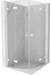 Mexen Lunar, půlkruhový výklopný sprchový kout 100 x 100 cm, 8mm čiré sklo, bílý profil, 833-100L-100P-20-00
