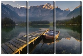 Vícedílný obraz Dřevěný Most Přes Horské Jezero 3D Nedostatek Nedostatek Plátno Canvas 120x80