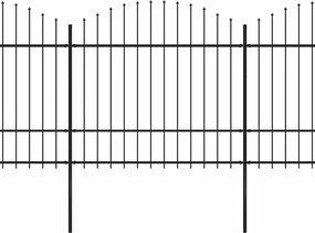 Zahradní plot s kopím nahoře ocelový 1005 x 175 cm černý 277744