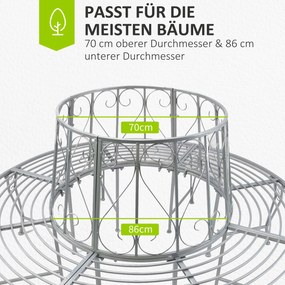 Outsunny lavička na stromy kulatá lavička 360° zahradní lavička lavička sedák lavičky na stromy kovové ∅160cm | Aosom