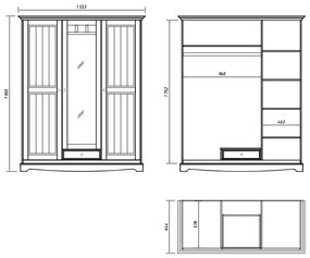 KATMANDU Dřevěná skřín 3D Belluno Elegante bílá, masiv, 190x156x65 cm